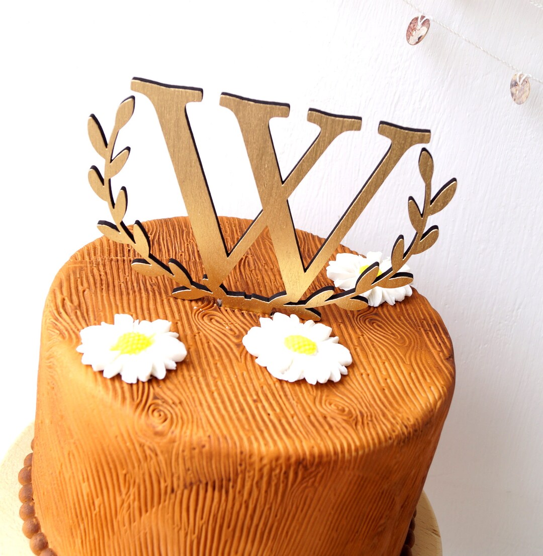 Monogram Cake Topper, Wedding Cake Topper, Rustic Cake Topper, Wooden ...
