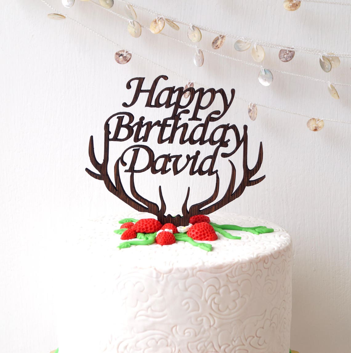 Happy Birthday Cake Topper, Birthday Party Cake Topper, Antlers Cake ...