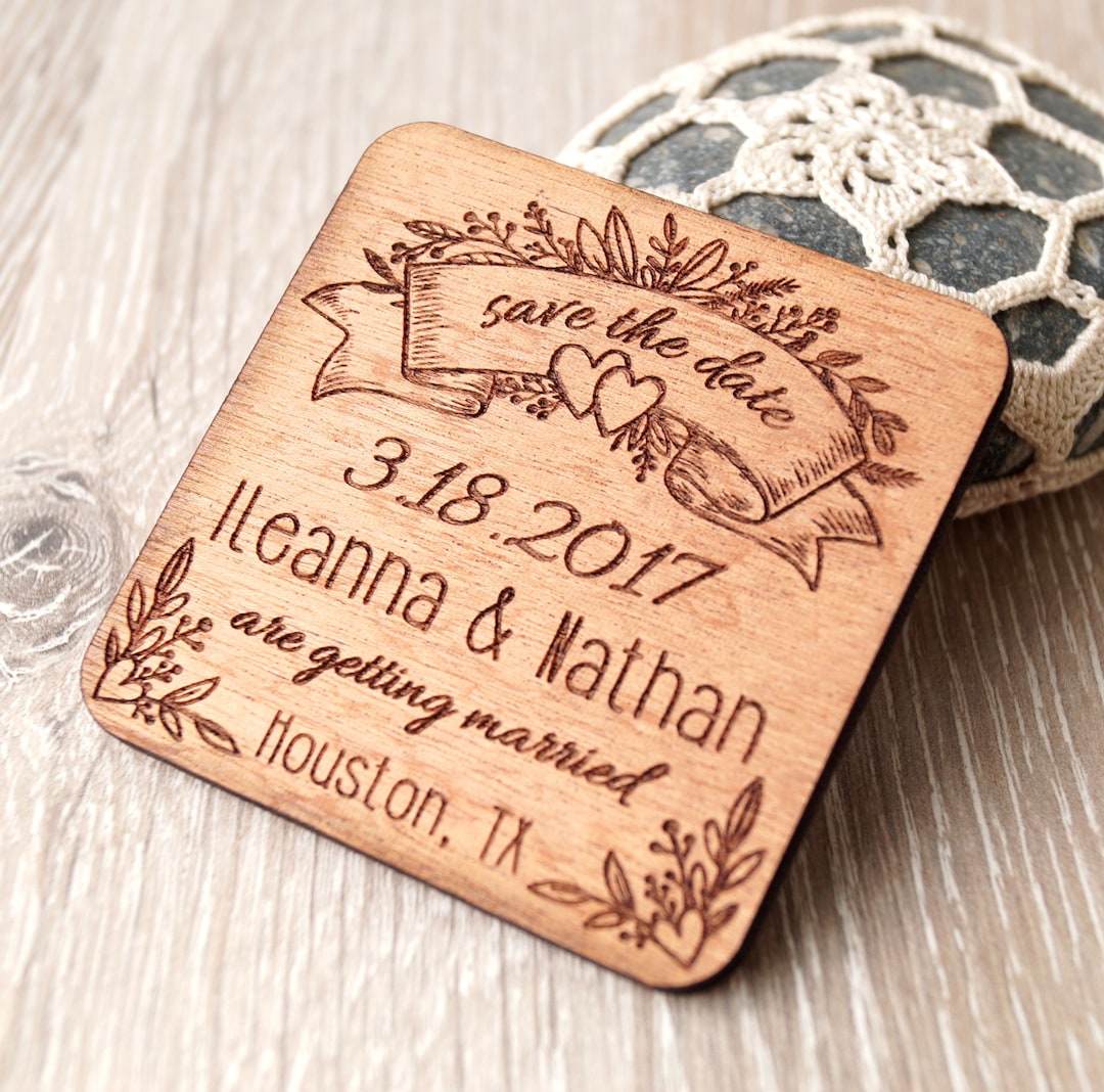 Engraved Wooden Save the Date Magnets, Rustic Wedding Favors Set of 25 ...