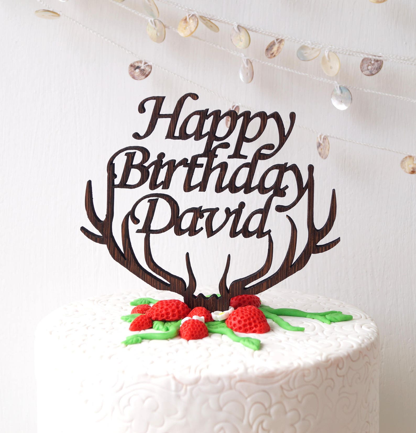 Happy Birthday Cake Topper, Birthday Party Cake Topper, Antlers Cake ...