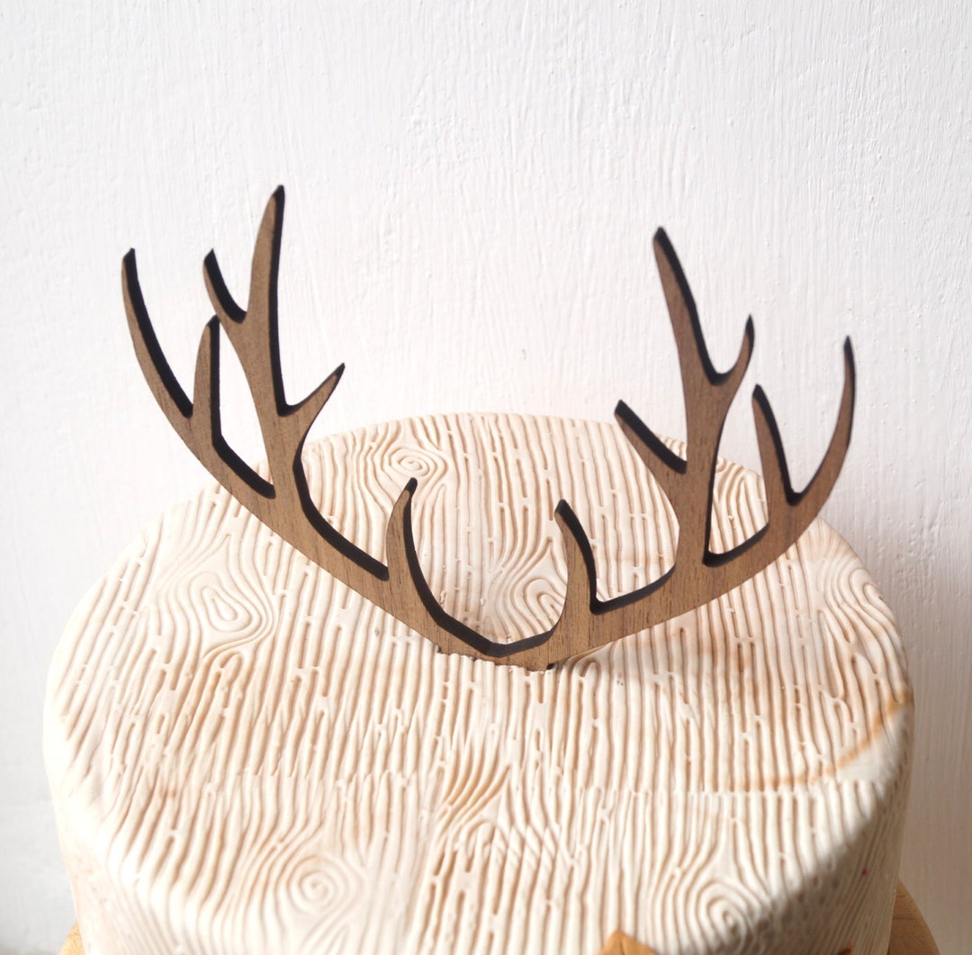 Deer Antlers Cake Topper, Wedding Cake Topper, Antlers Topper, Rustic ...