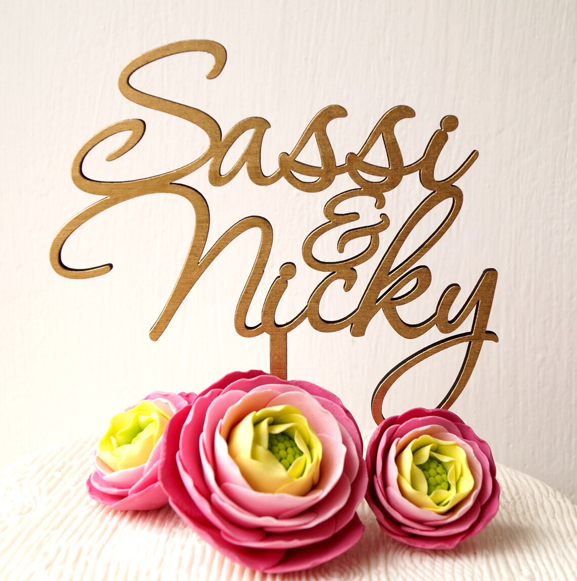 Cake Topper Gold Cake Topper Names Cake Topper Wedding Cake - Etsy