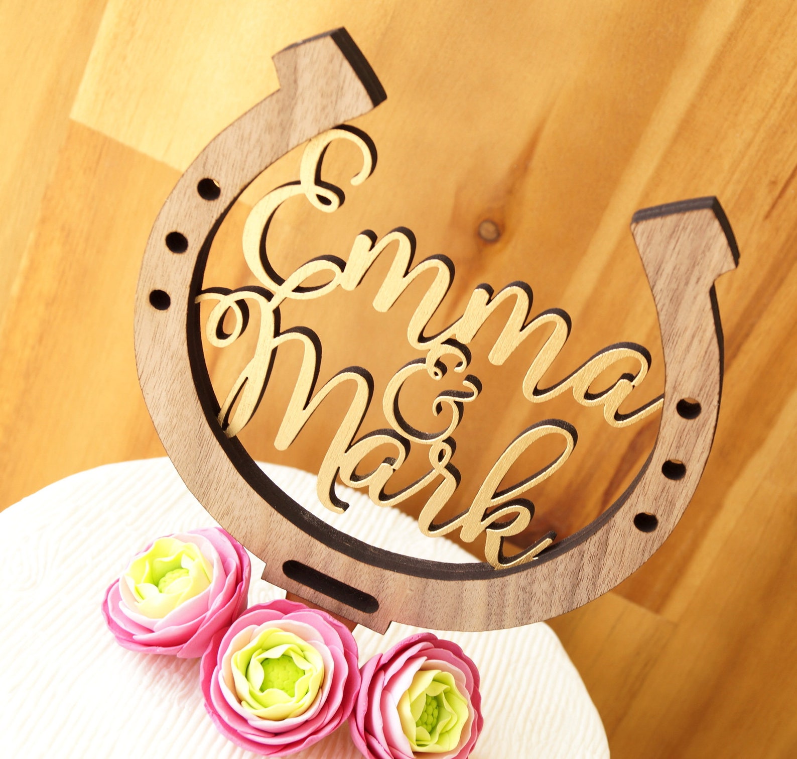 Horseshoe Cake Topper Wedding Cake Topper Personalized Cake | Etsy