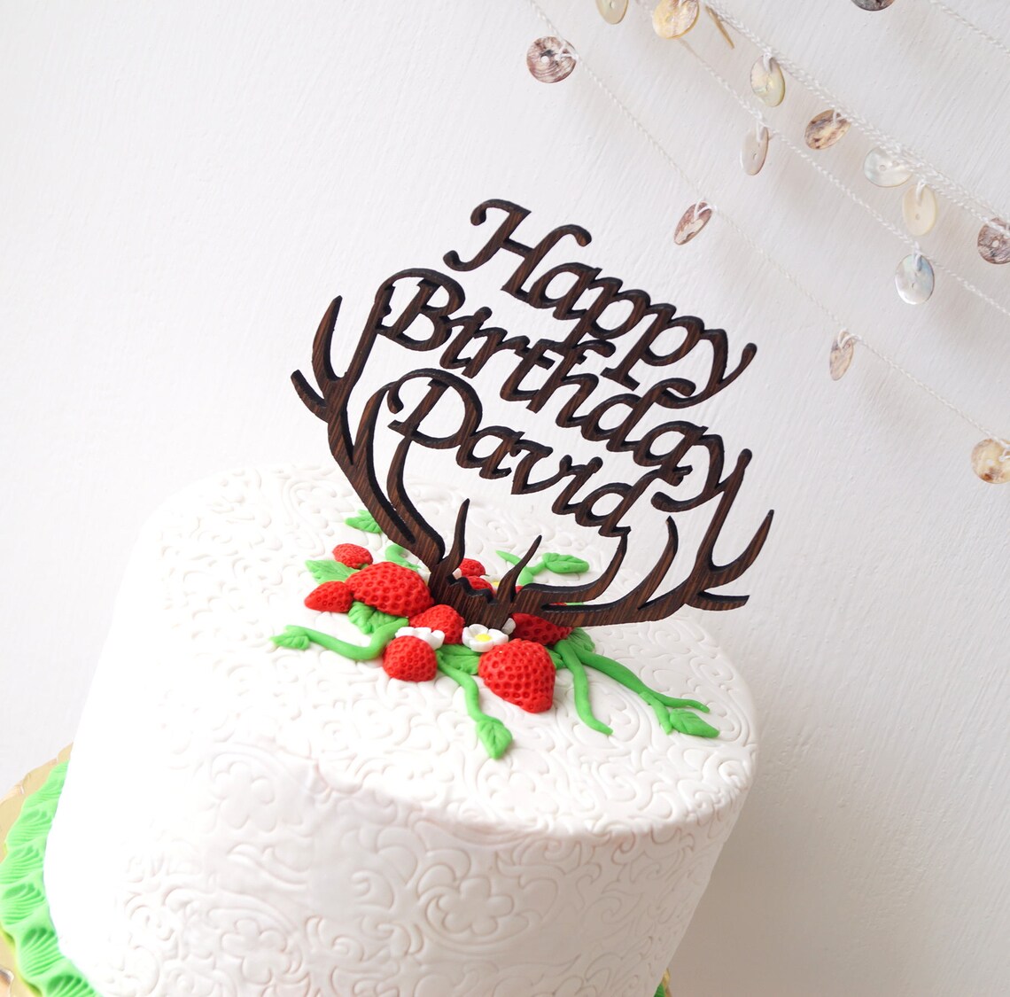 Happy Birthday Cake Topper, Birthday Party Cake Topper, Antlers Cake ...