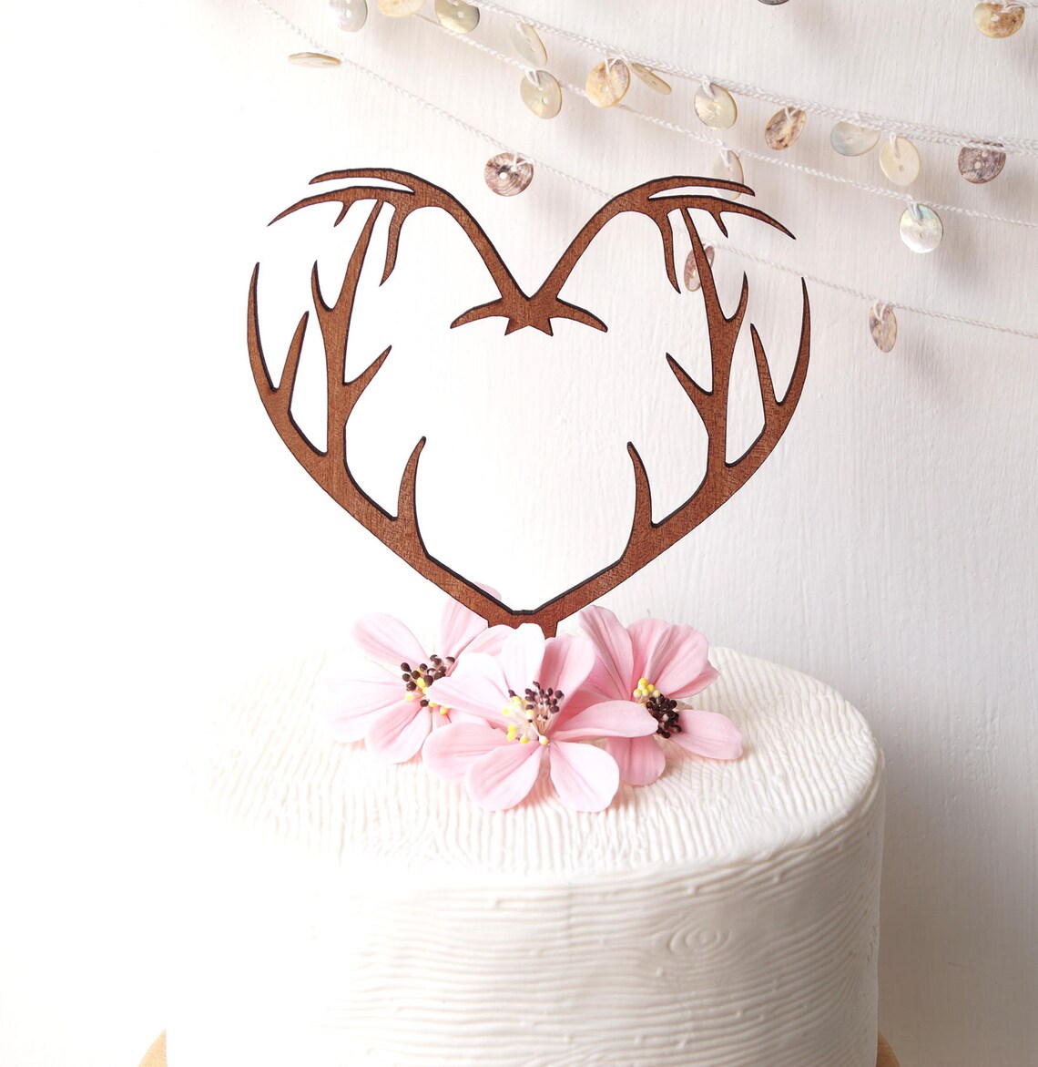 Cake Topper Heart Topper Wedding Antlers Cake Topper Deer - Etsy