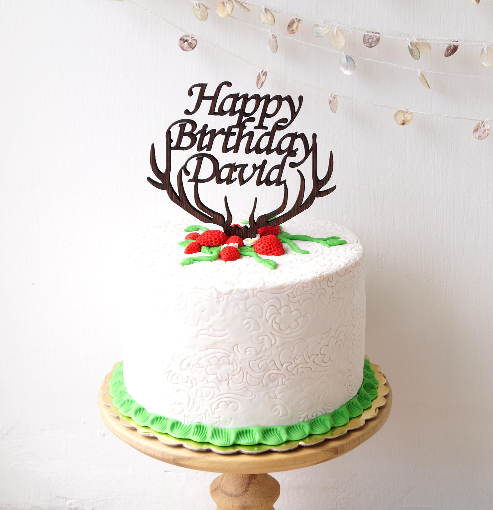 Happy Birthday Cake Topper, Birthday Party Cake Topper, Antlers Cake ...