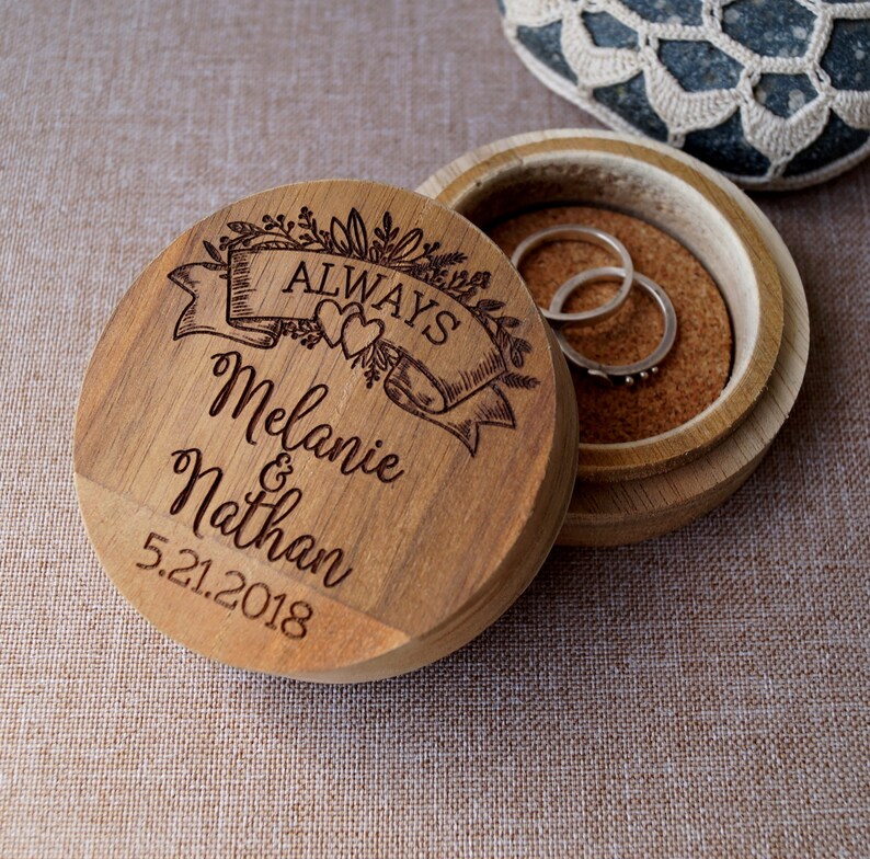 Rustic Wooden Ring Box, Personalized Ring Bearer Box, Wedding Rings Box ...