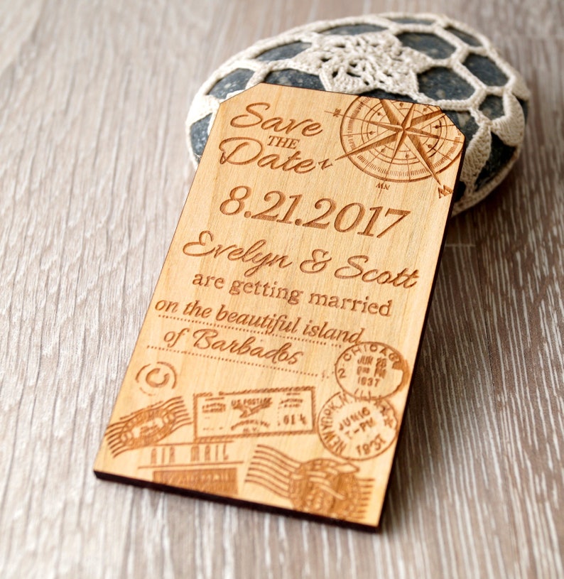 Save the Date Magnets, Wooden Save the Date Magnets, Travel Themed Save ...