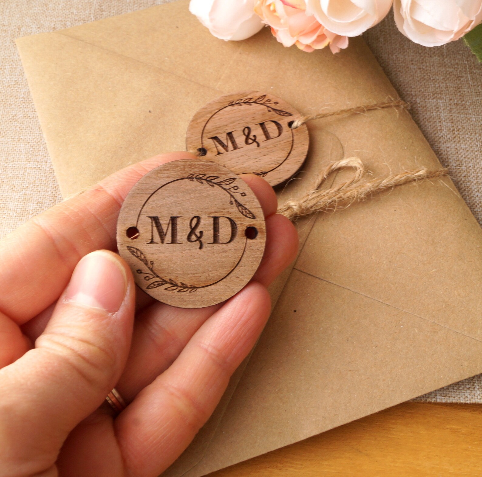 Wooden Belly Band Tags for Wedding Invitations, Personalized With ...