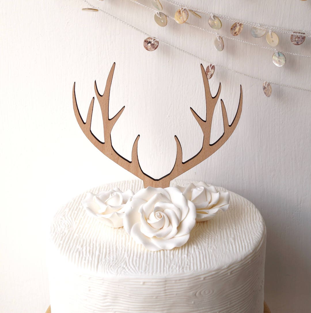 Antlers Cake Topper, Wedding Cake Topper, Deer Antlers Topper, Rustic ...