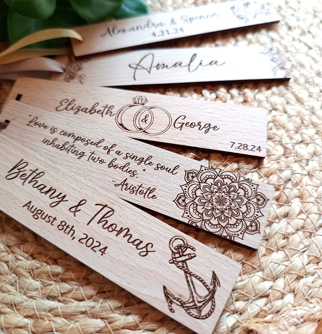 Wedding Favor Bookmarks - Wooden Bookmarks - Personalized Bookmarks ...