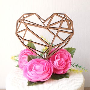 Cake Topper for Wedding, Heart Cake Topper, Rustic Wooden Cake Topper ...