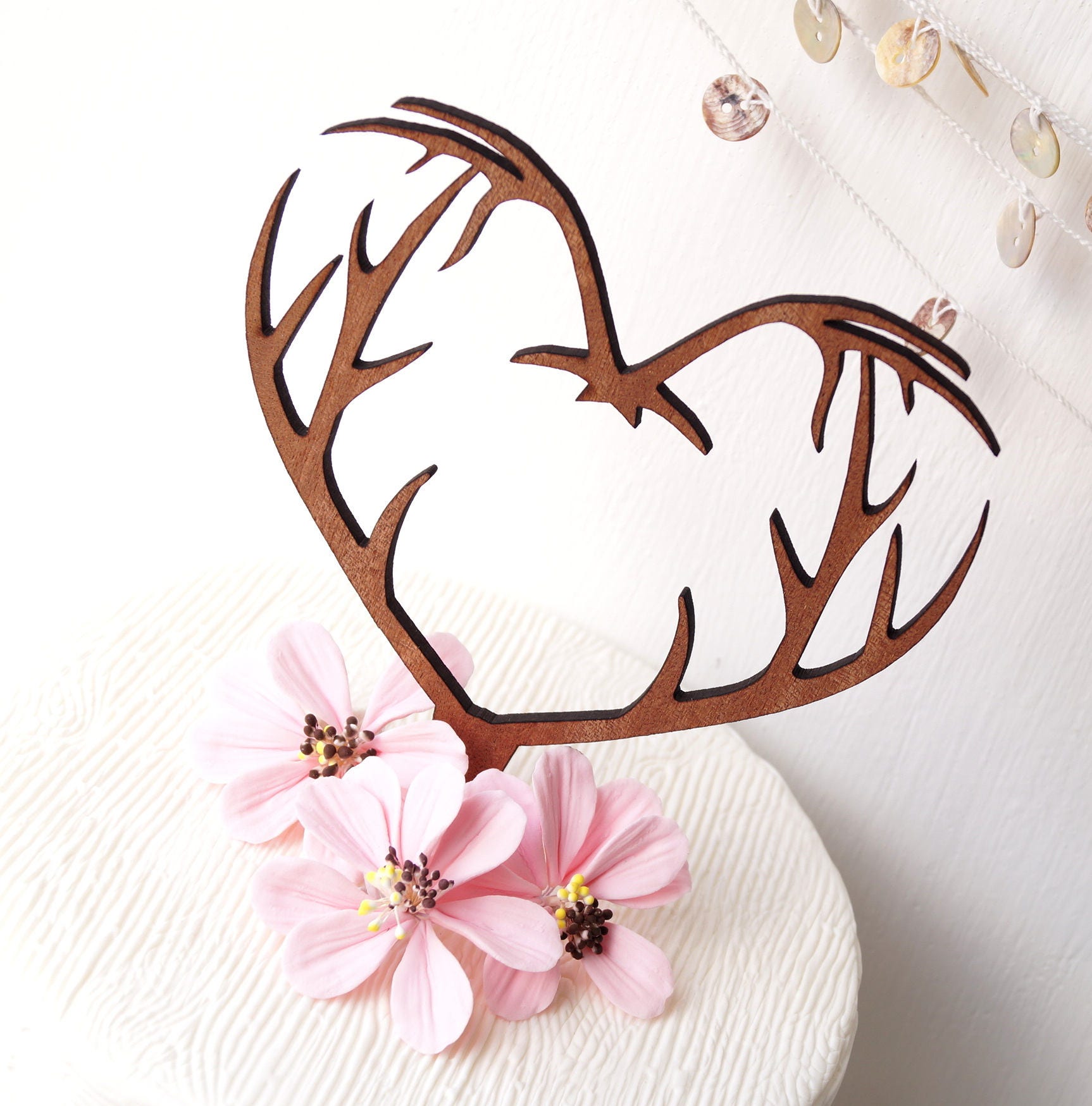Cake Topper Heart Topper Wedding Antlers Cake Topper Deer - Etsy