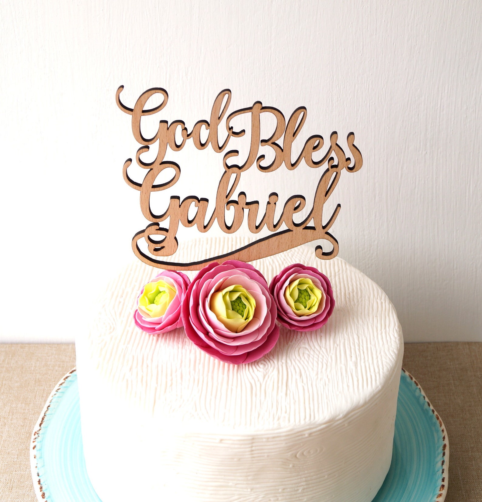 God Bless Cake Topper Christening Cake Topper Personalized - Etsy