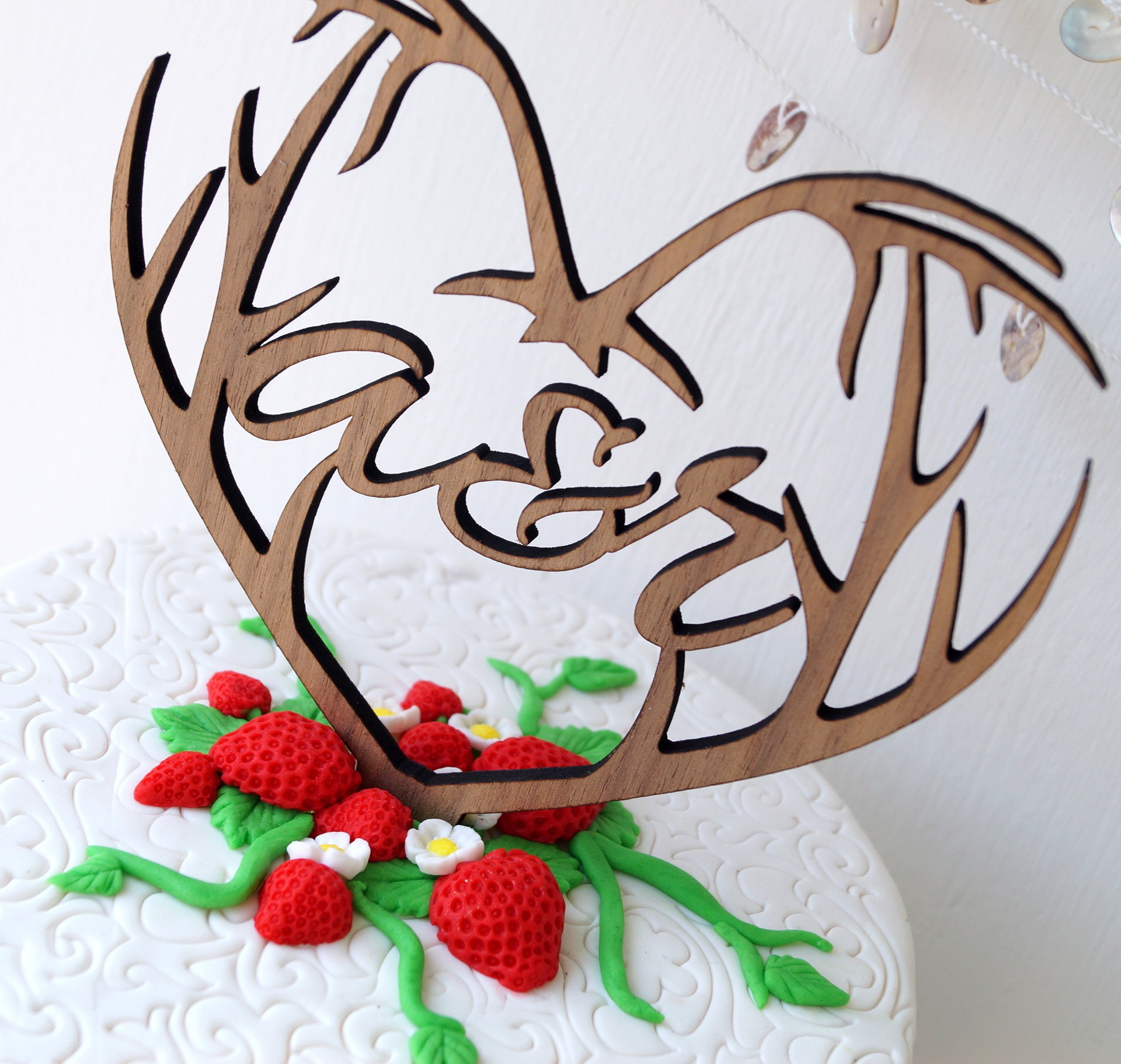 Cake Topper, Personalized Antlers Cake Topper, Wedding Cake Topper ...