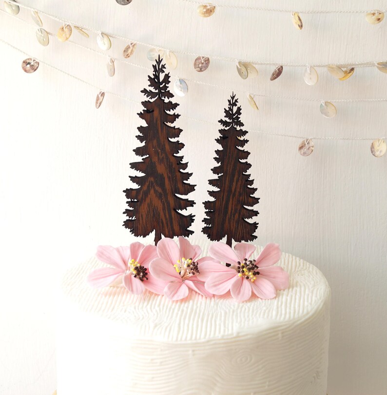 Wedding Cake Topper Wooden Cake Topper Fir Trees Topper Set - Etsy