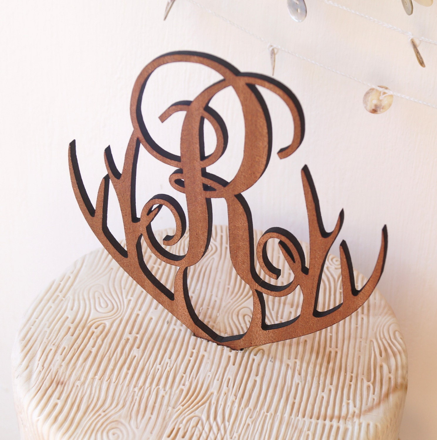 Monogram Cake Topper, Personalized Wedding Cake Topper, Rustic Wooden ...