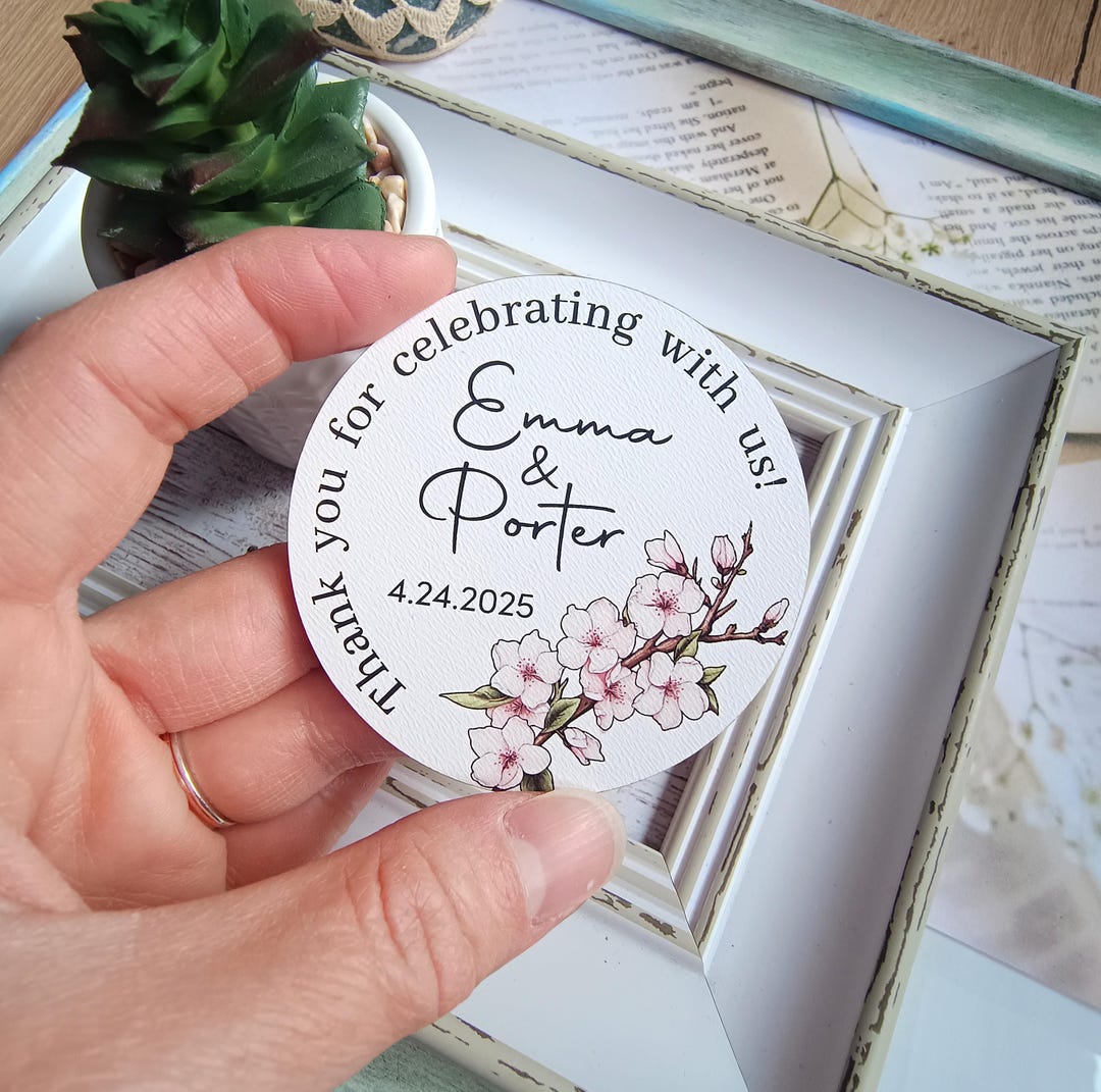 Personalized Magnets, Wedding Favors, Cherry Blossom Magnets, Wedding ...
