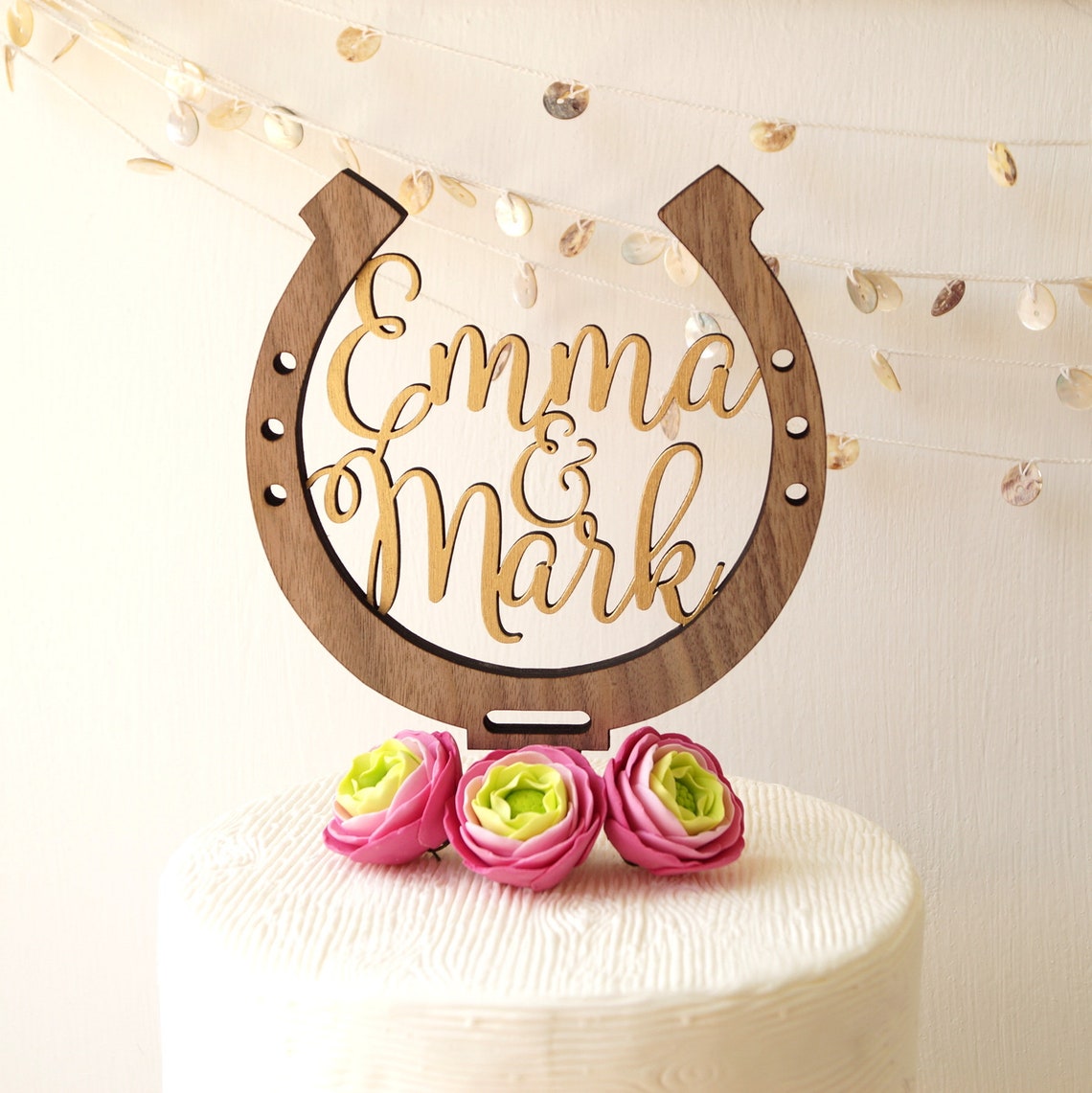 Horseshoe Cake Topper Wedding Cake Topper Personalized Cake | Etsy