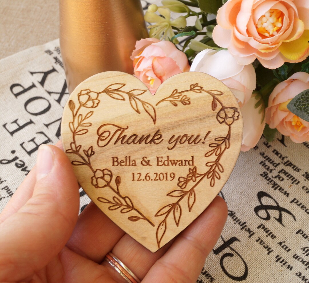 Wedding Favors, Wooden Heart Magnets, Personalized Wedding Favors ...