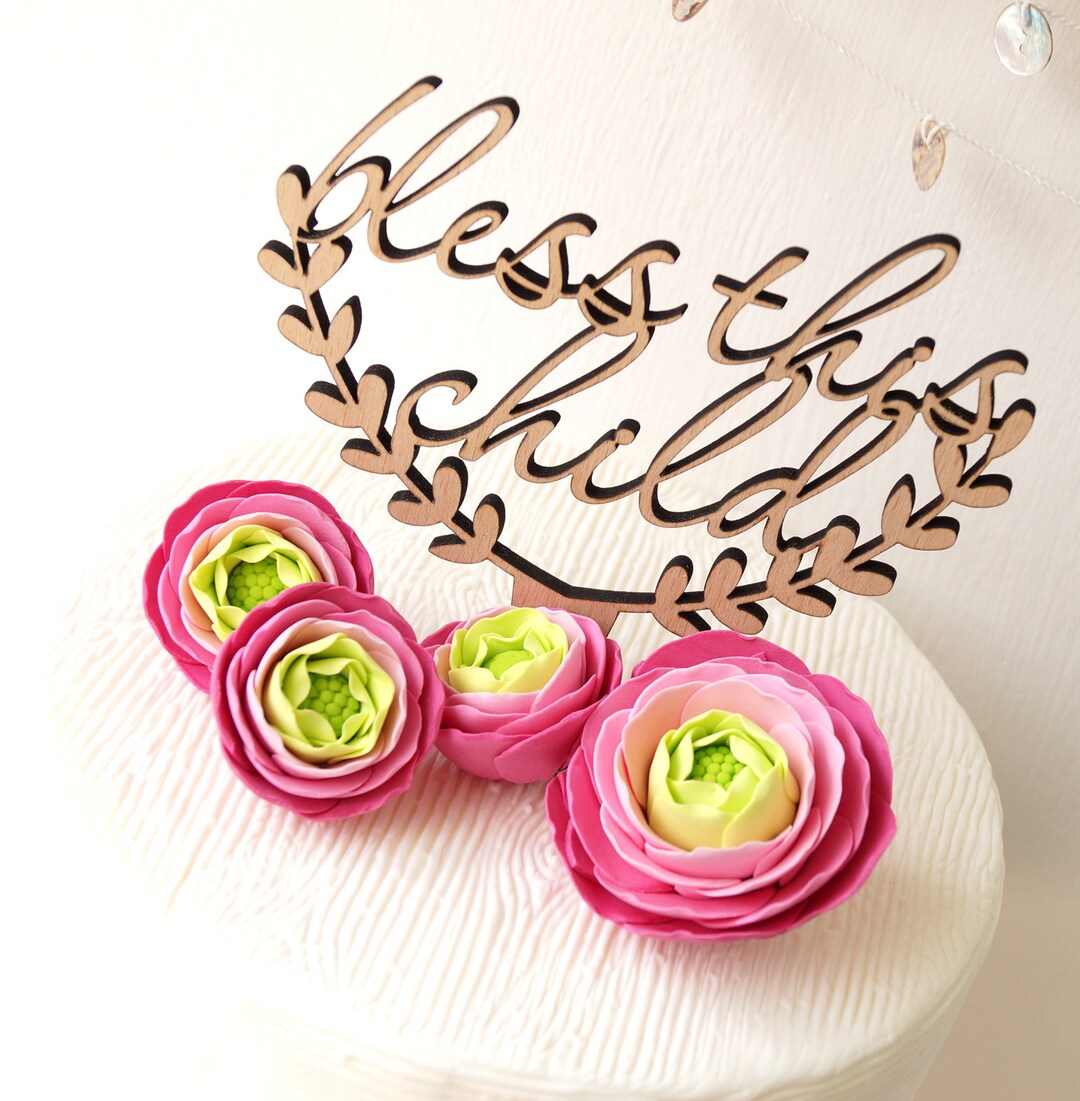 God Bless Cake Topper, Christening Cake Topper, Baptism Cake Topper ...