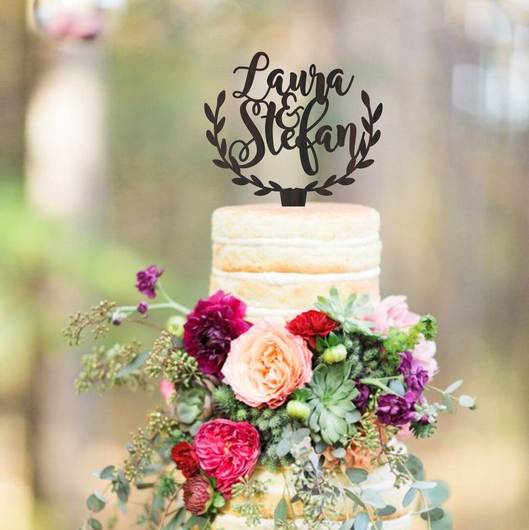 Personalized Cake Topper, Rustic Cake Topper, Wedding Cake Topper ...