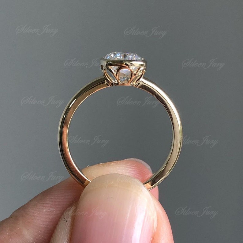 2 Ct Elongated Cushion Engagement Ring Bezel Set Cushion Cut - Etsy