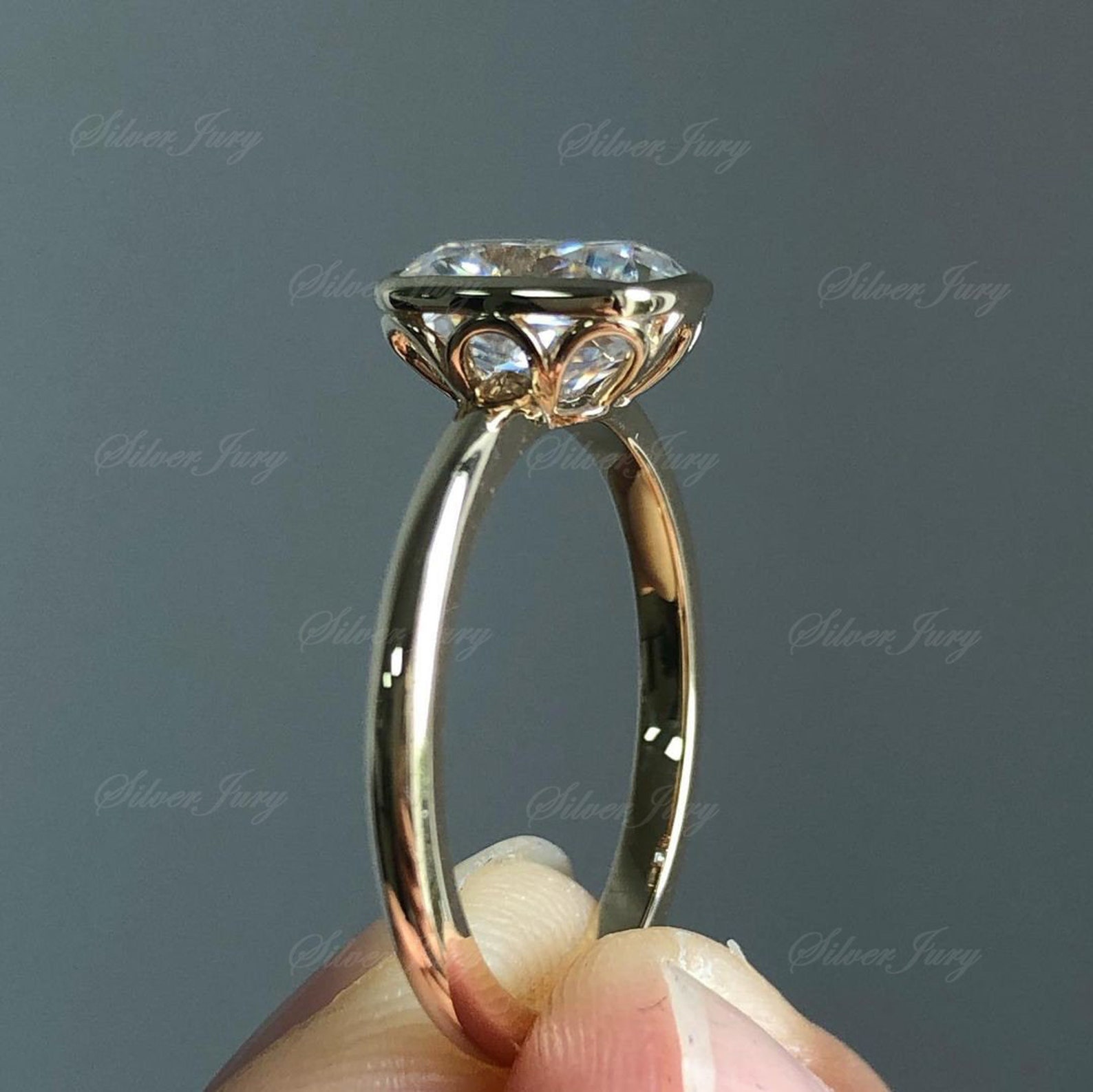2 Ct Elongated Cushion Engagement Ring Bezel Set Cushion Cut - Etsy