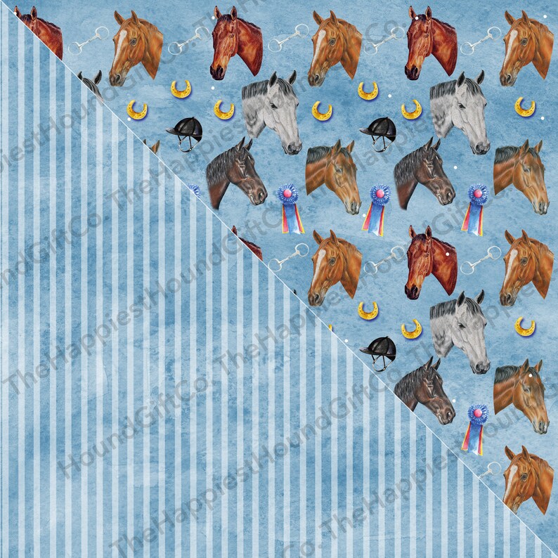 Blue Digital Horse Paper Pack, Horse Scrapbook Backgrounds, Pony Paper ...