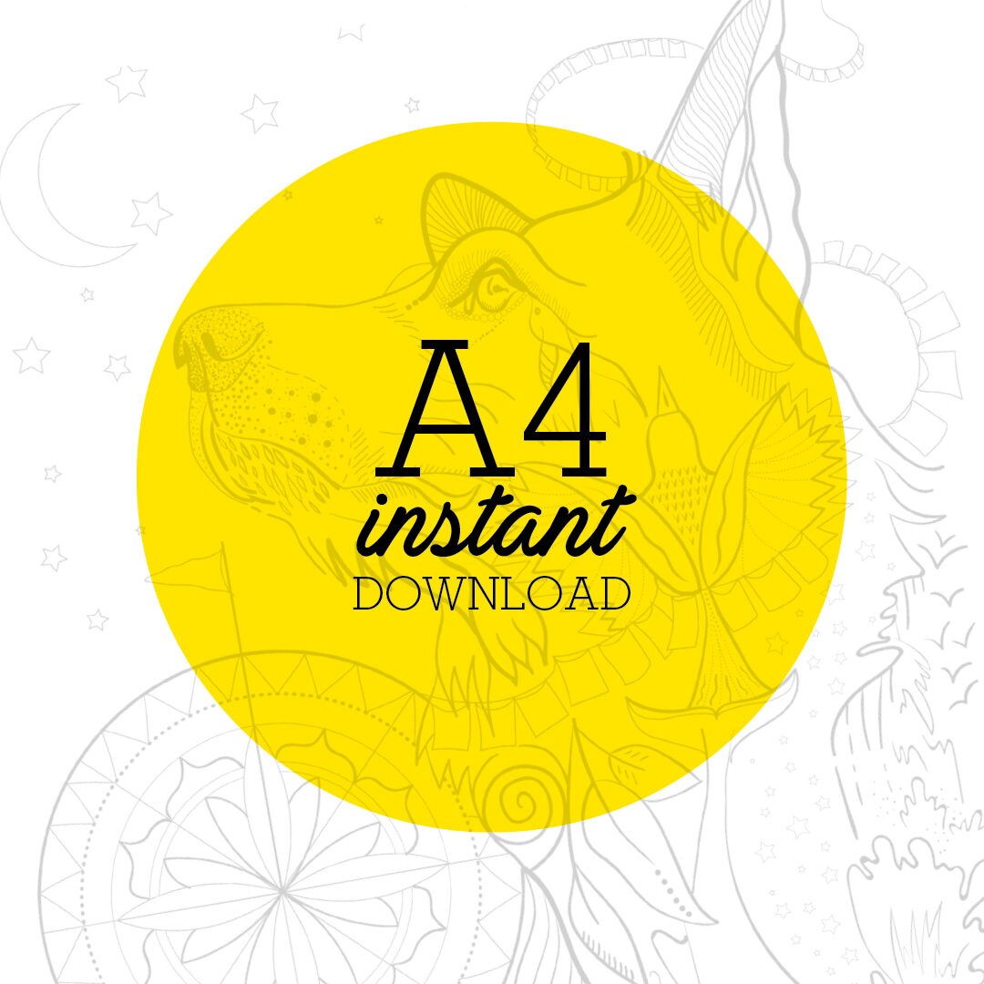 A4 WOLF and Other Animals ~ Single Coloring Page ~ Digital Download ...