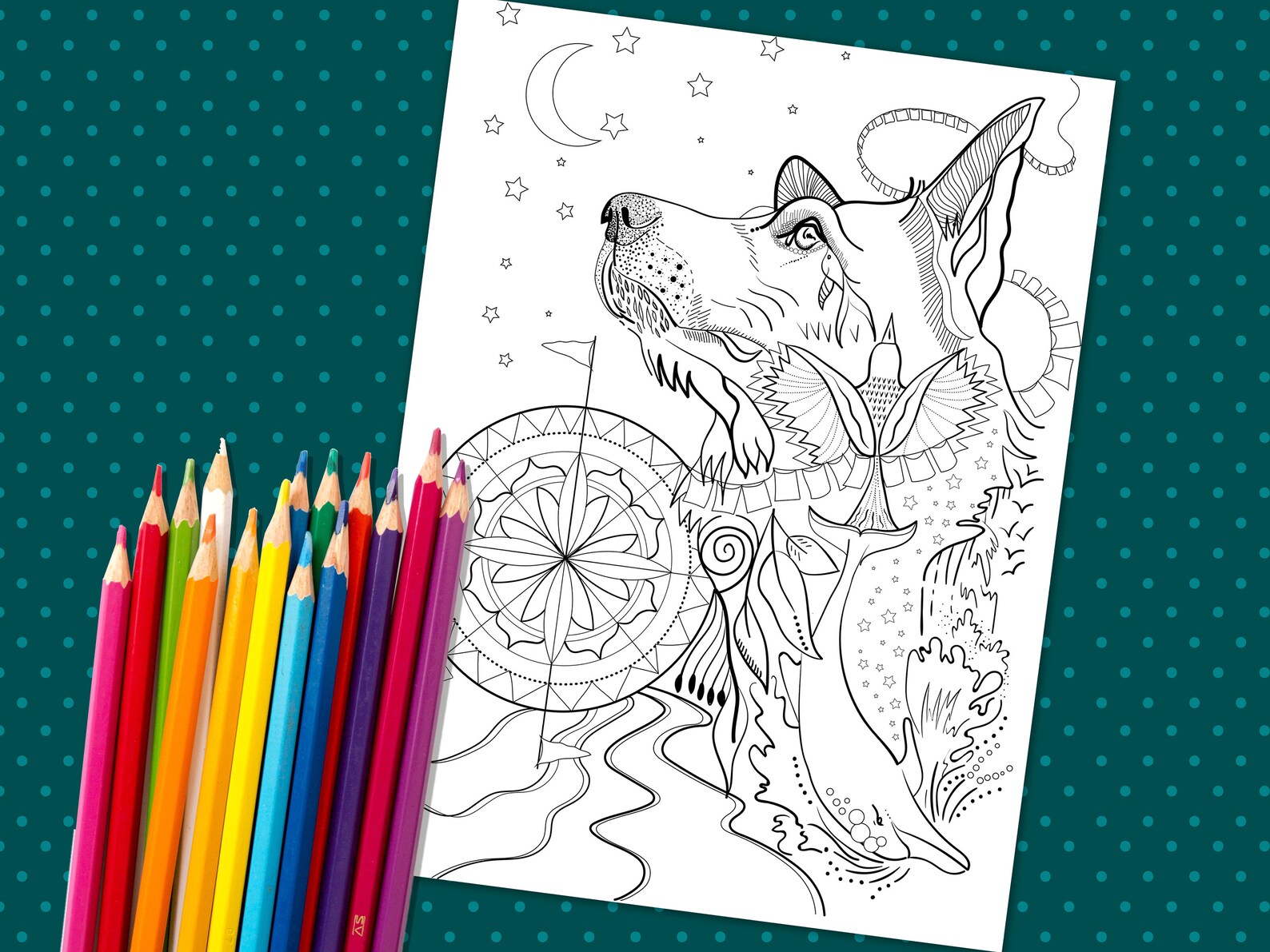 A4 WOLF and Other Animals ~ Single Coloring Page ~ Digital Download ...