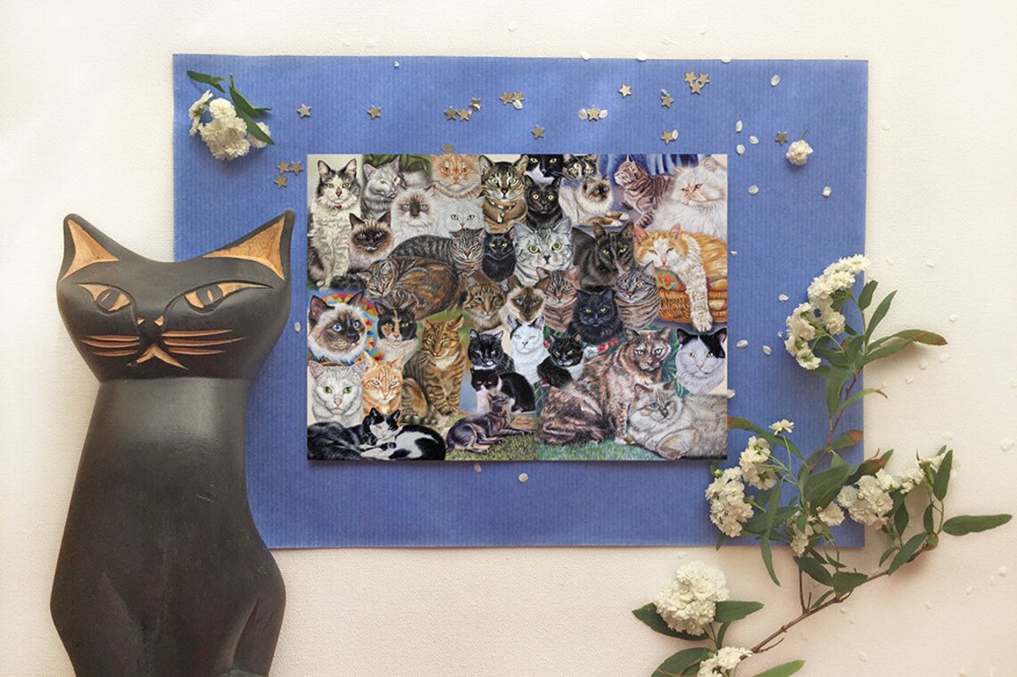 Printable Cat Greeting Card. Kitten Card. Instant Digital - Etsy