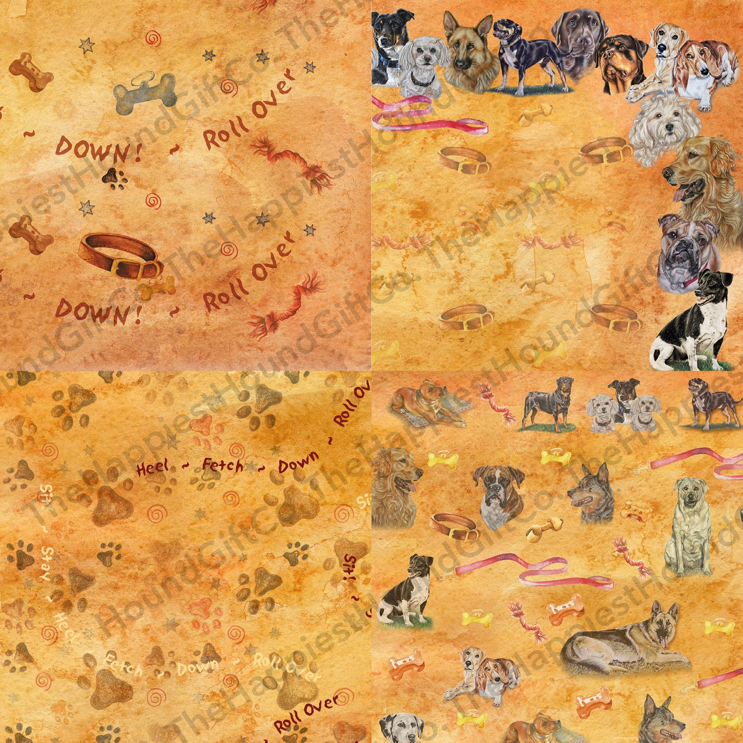 Autumn Dog Digital Scrapbook Backgrounds. Fall Colors Digital Paper ...