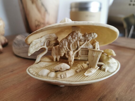 Clam Shell Diorama With Working Waterwheel | Etsy