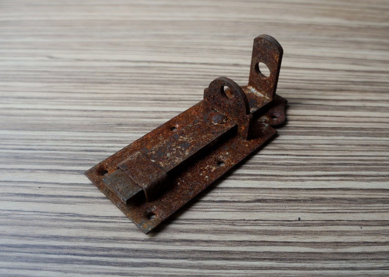 Very Rusty Slide Latch, Rustic Barn Door Lock, Farmhouse Door Forged ...