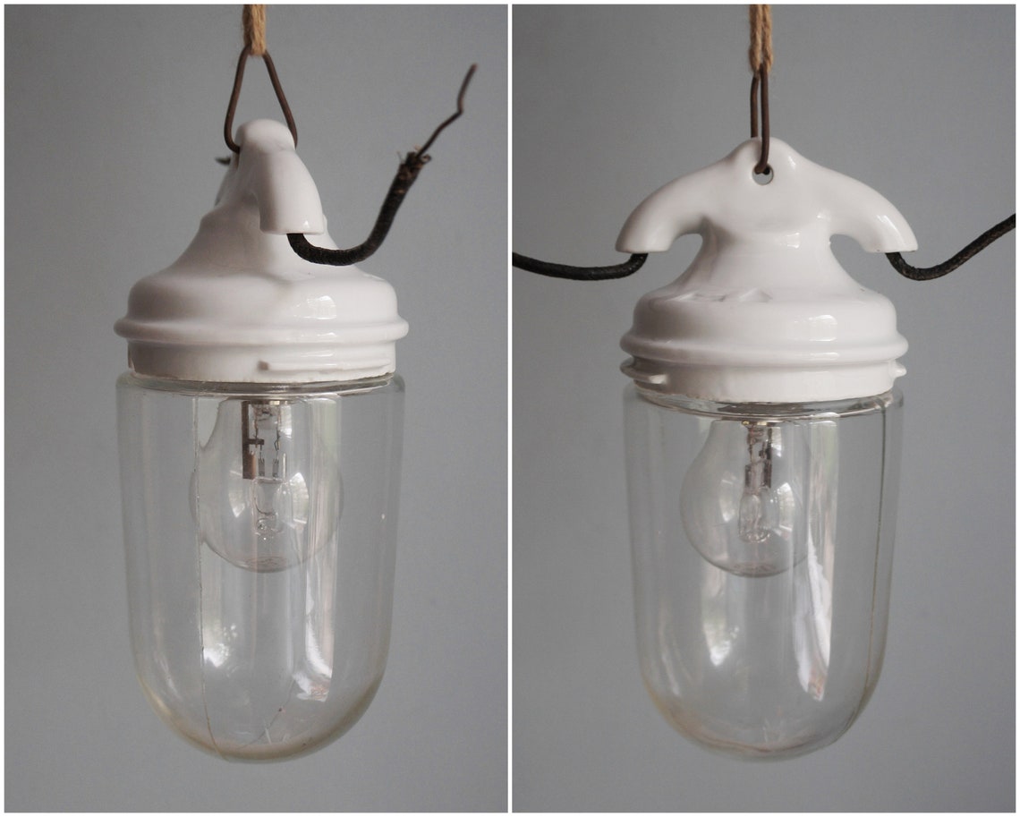 Art Deco Industrial Lamp, White Porcelain Socket for E27 Light Bulb ...