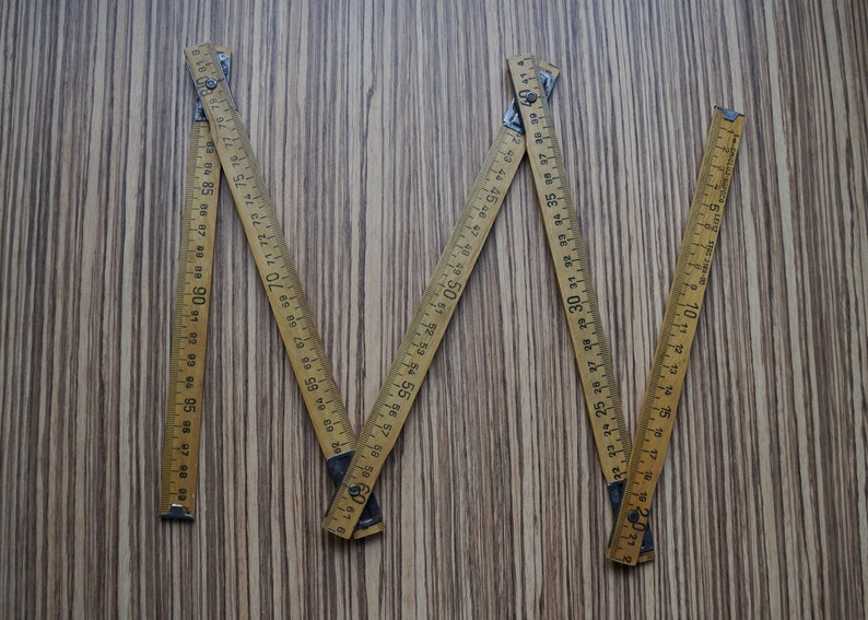 Beige Wooden Folding Ruler, One Meter Long Articulating Measuring Stick ...