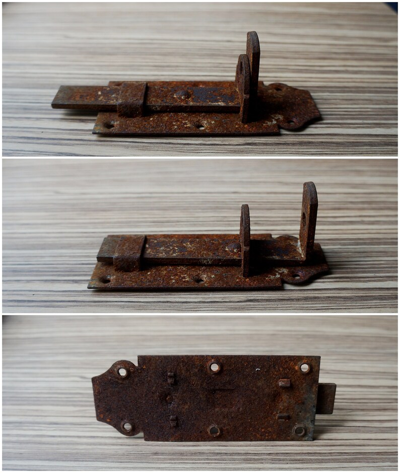 Very Rusty Slide Latch, Rustic Barn Door Lock, Farmhouse Door Forged ...