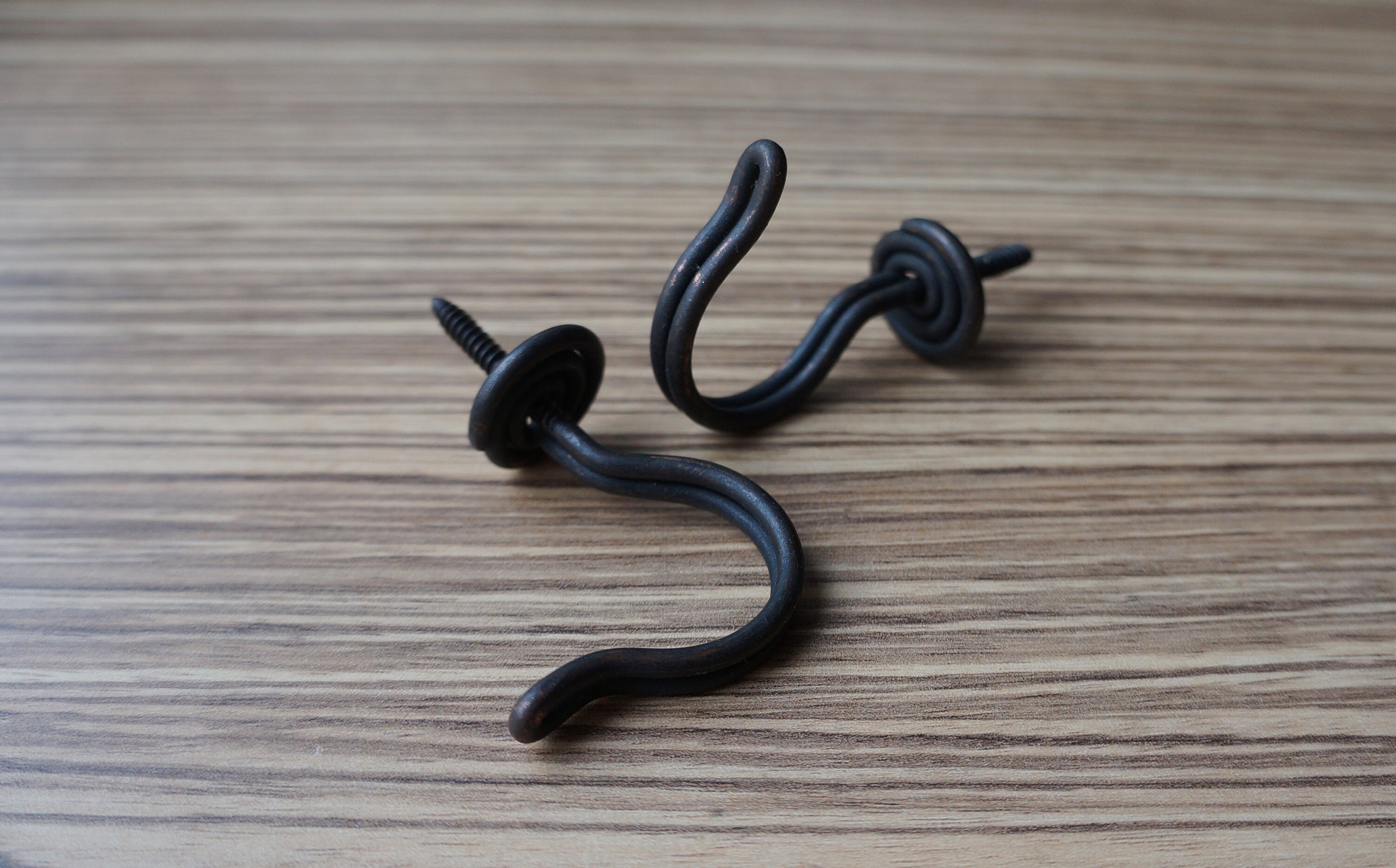 Set of 2 twisted wire coat hooks cabinet or closet door | Etsy