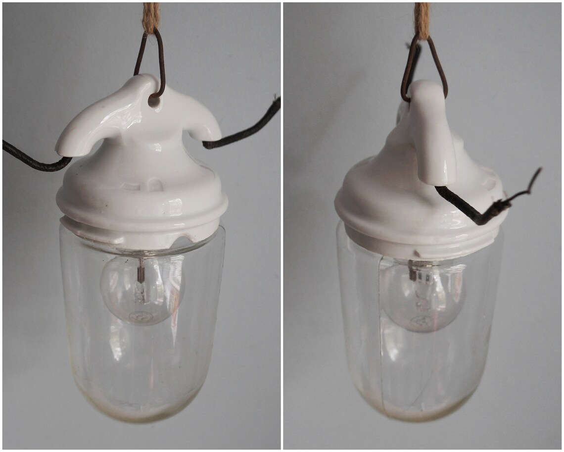 Art Deco Industrial Lamp, White Porcelain Socket for E27 Light Bulb ...