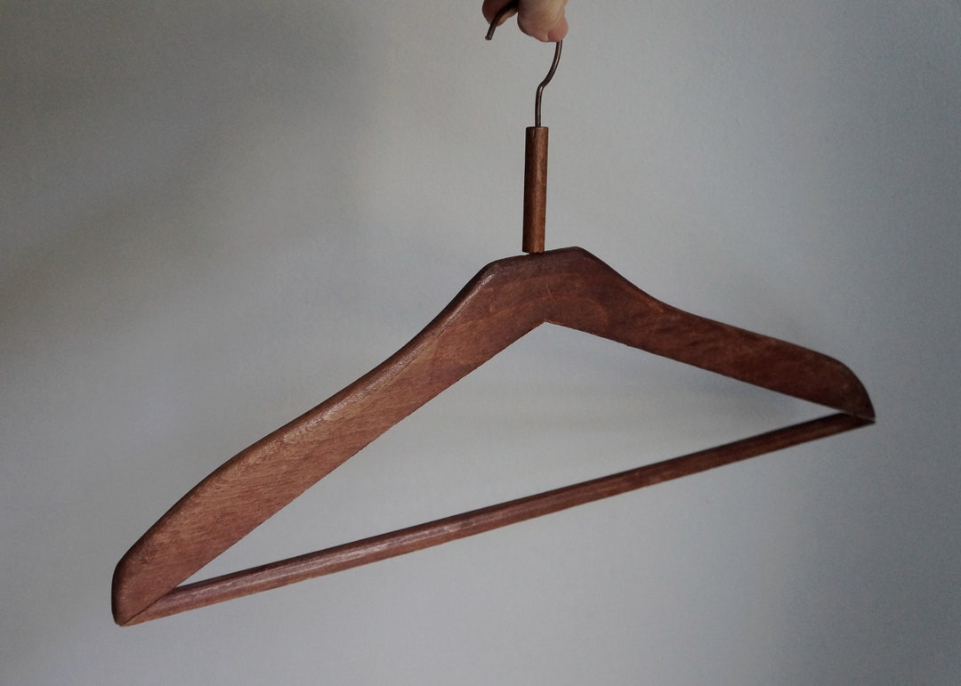 Large Dark Brown Wooden Triangular Clothes Hanger With Trousers Rod ...