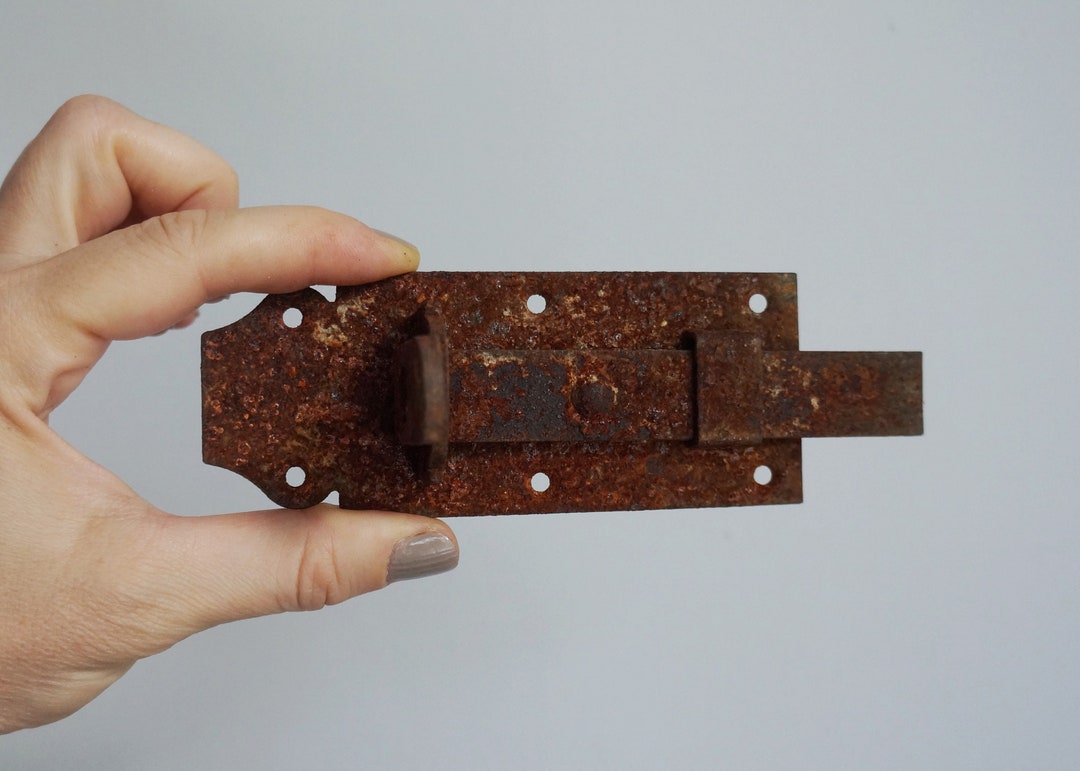 Very Rusty Slide Latch, Rustic Barn Door Lock, Farmhouse Door Forged ...