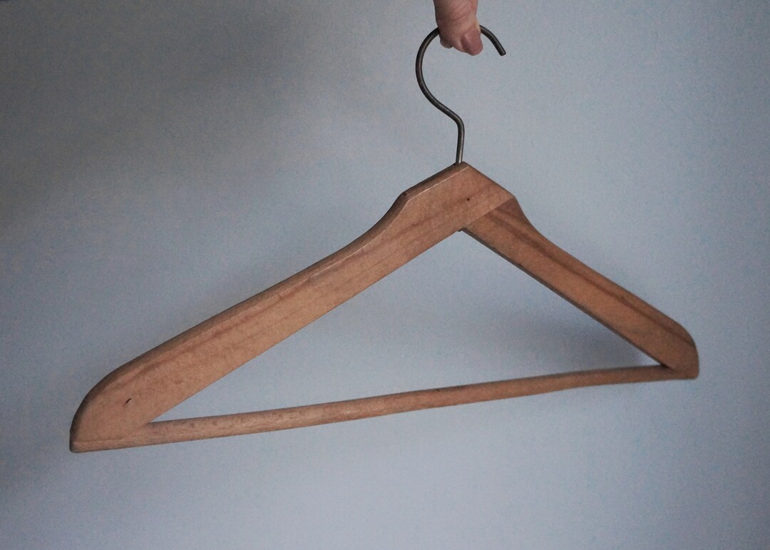 Large Beige Wooden Triangular Clothes Hanger With Trousers Rod, Tailor ...