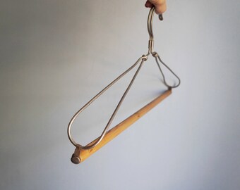 Twisted Steel Wire Clothes Hanger, With Shoulders Loops, Wood Rod for ...