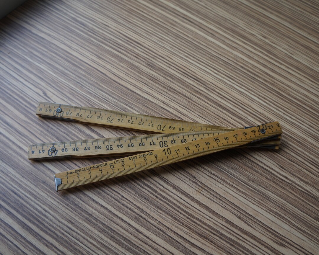 Beige Wooden Folding Ruler, One Meter Long Articulating Measuring Stick ...