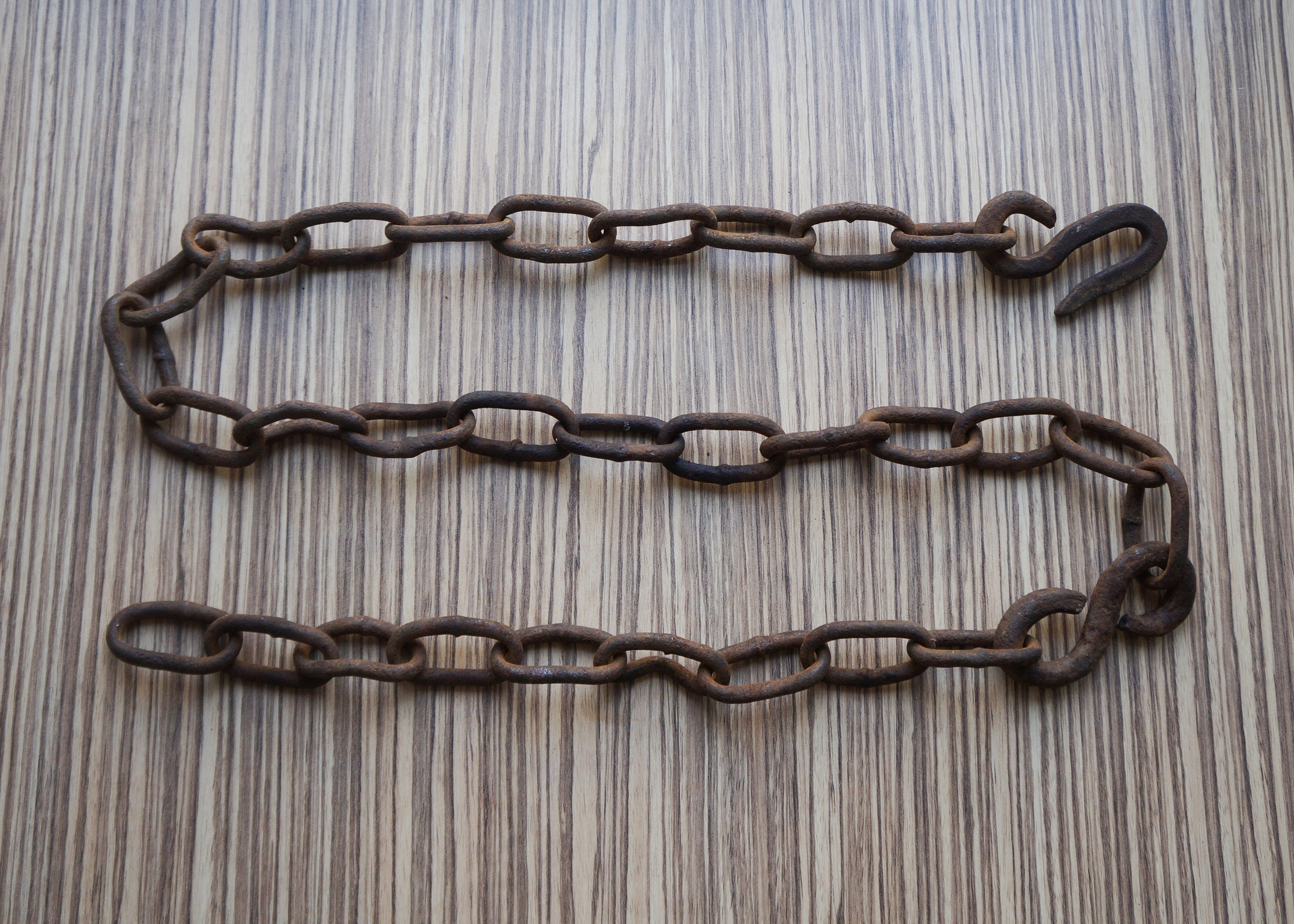 Iron Chain 42 107cm Long, 921 Welded Oval Links, S Connector & Hook ...