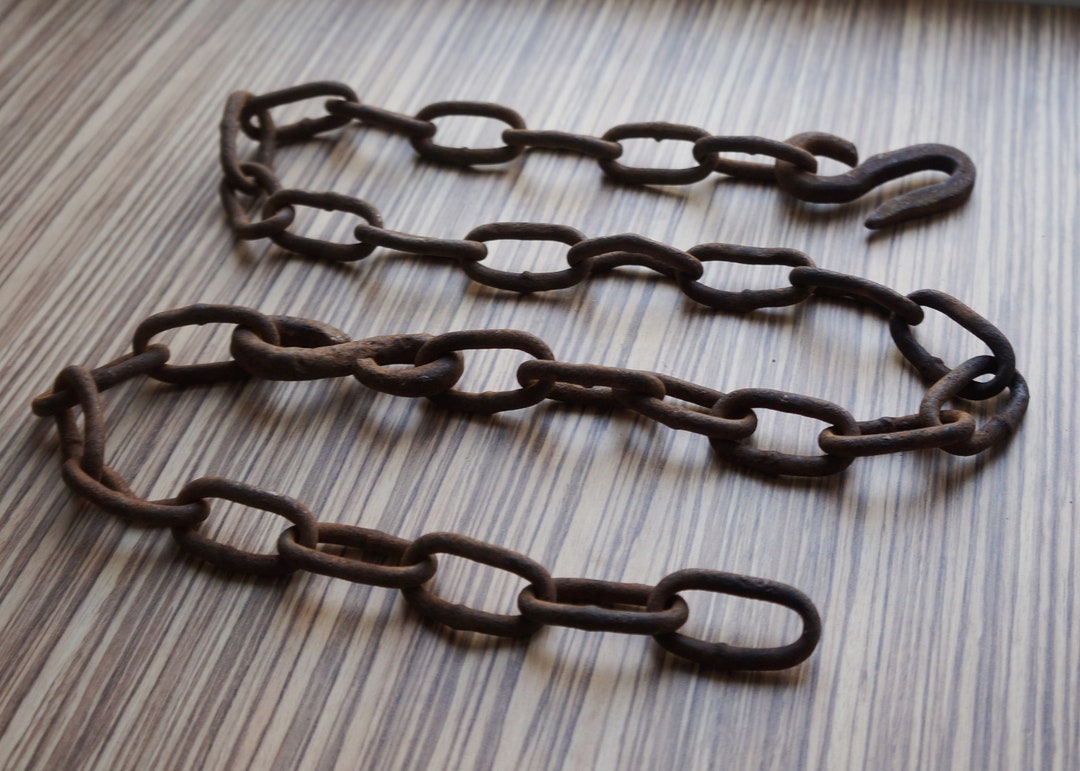 Iron Chain 42 107cm Long, 921 Welded Oval Links, S Connector & Hook ...