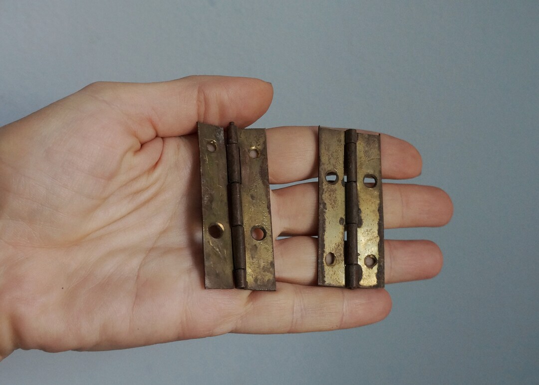 Set of 2 Brass Hinges for Cabinets Doors or Jewelry Box, Rectangular ...