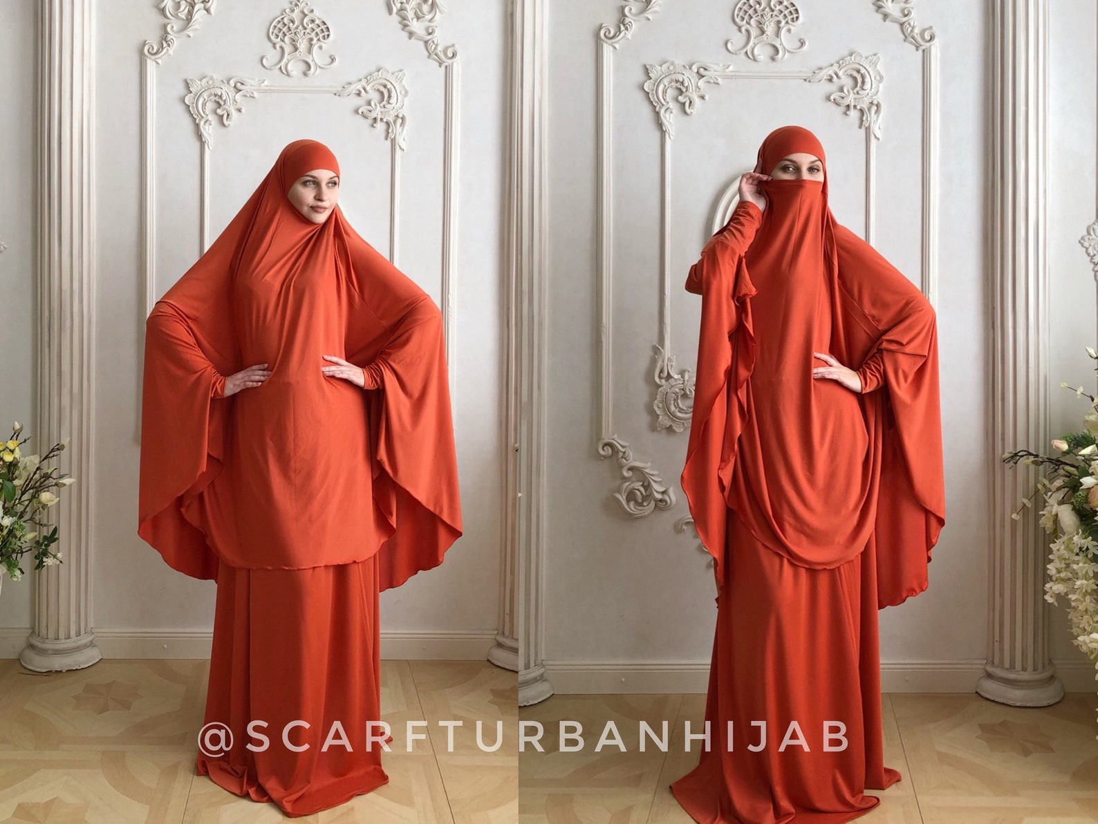 Orange Khimar Niqab Transformer Traditional Ready to Wear - Etsy