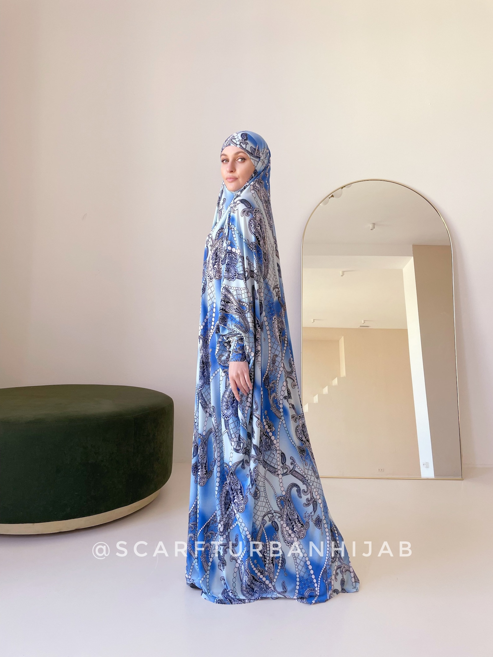 Long Khimar With Floral Print and Wide Cuffs Perfect Jilbab for Prayer ...